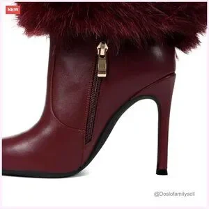 Shoes | Knee High Faux Fur Fold Over Boots With Pointed Toe Heels ...